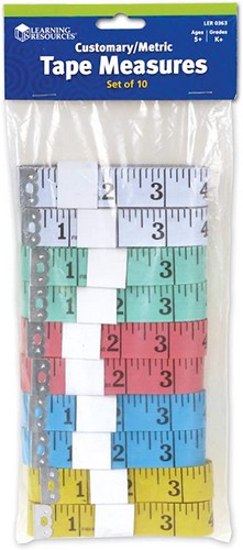 Customary/Metric Tape Measures, Set of 10