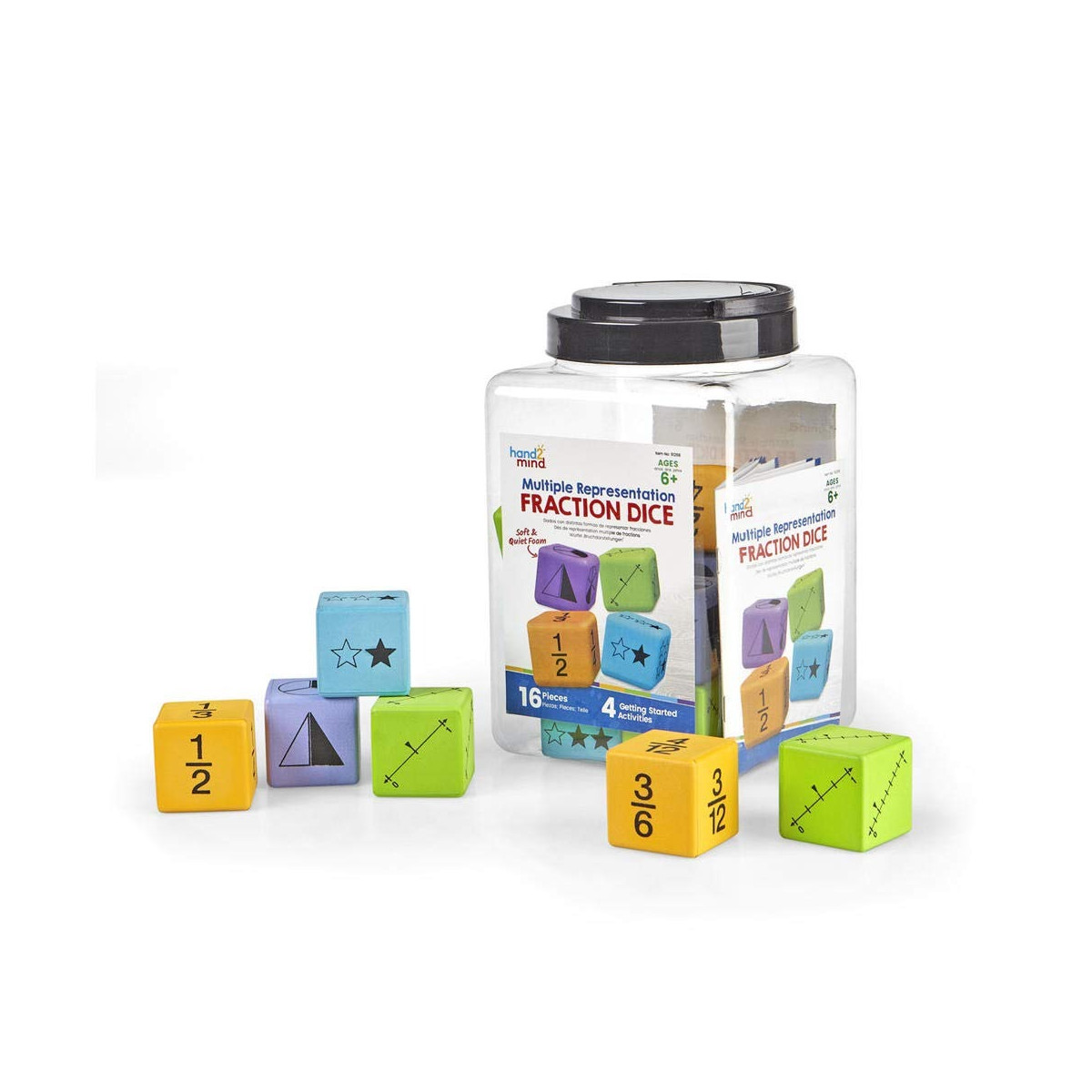 Dice, Fraction, Foam 4 Clrs, S/16