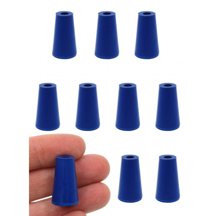 Blue ASTM neoprene stoppers with 1 hole (4 mm dia): ASTM Size: #000 ...